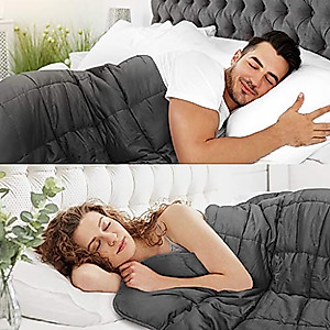 LANGRIA Weighted Blanket 60” × 80” | 15 lbs | Heavy Blanket for Adults and Kids | 100% Breathable Cotton and Lead-Free Glass Beads | Premium Heavy Sleeping Blanket for Bed Sofa (Queen Size, Gray)