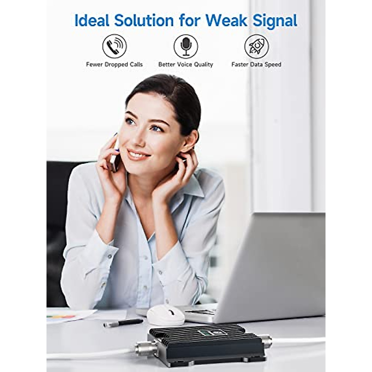 Cell Phone Signal Booster for Verizon and AT&T | Up to 4,500 Sq Ft | Boost 4G LTE 5G Signal on Band 12/13/17 | 65dB Dual Band Cellular Repeater with High Gain Antennas | FCC Approved