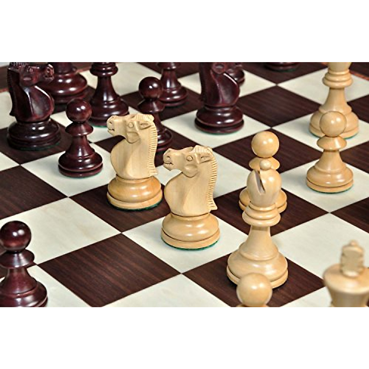 The House of Staunton The Reykjavik II Series Chess Set, Box & Board Combination - Purpleheart Gilded