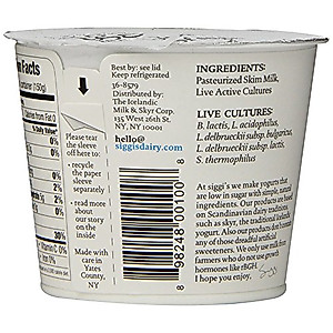 siggi's Icelandic Strained Nonfat Yogurt, Plain, 5.3 oz. Single Serve Cup – Thick, Protein-Rich Yogurt Snack