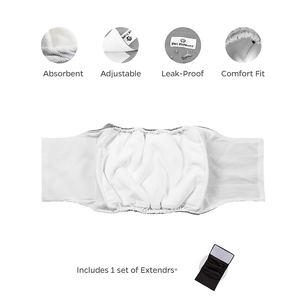 Pet Parents Premium Washable Dog Belly Bands & Extendrs, (3pack) of Male Dog Diapers, Male Dog Wraps, High Absorbing Belly Band for Male Dogs, Color: Black, Size: Extra Large Dog Belly Band