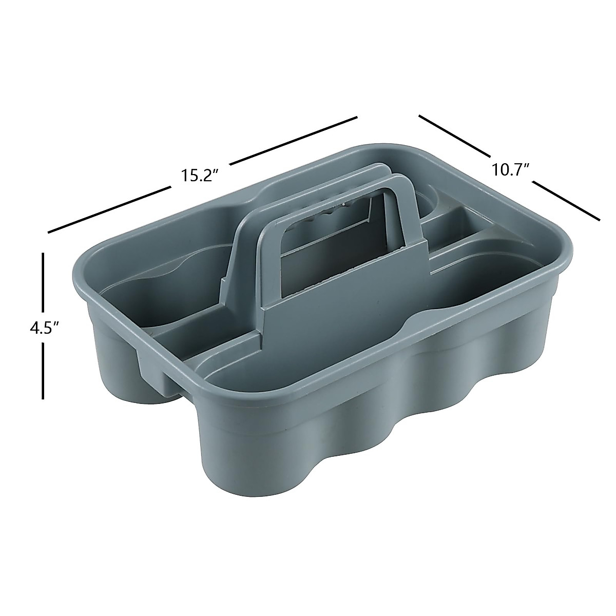 Yarebest 4-Pack Plastic Cleaning Tool Storage Caddy, 2 Compartment Caddy with Handle, Grey