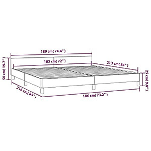 vidaXL Bed Frame with Headboard Home Indoor Bed Accessory Bedroom Upholstered Double Bed Base Furniture Light Gray 72"x83.9" California King Velvet