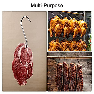 uxcell 11.81" Meat Hooks, 0.31" Thick Stainless Steel Butcher S-Hook for Meat Processing, Chicken Fish Beef Hanging Drying Smoking 2Pcs