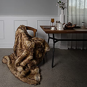 Best Home Fashion Heavyweight Super Soft Luxury Faux Fur Throw Blanket - 58" W x 60" L - Platinum Frost Fox