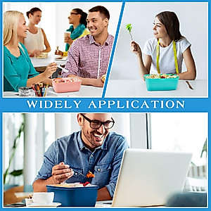 Tessco 6 Pcs Large Salad Container for Lunch 68 oz Salad Bowls Stackable Lunch Box Containers with 5 Compartment and Sauce Cups for Adults Meal Snack Food Dressing Fruit, Pink Green Blue