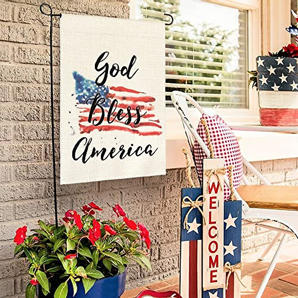 AVOIN colorlife God Bless America 4th of July Patriotic Garden Flag Double Sided Outside American Stars and Stripes, Memorial Day Independence Day Yard Outdoor Decoration 12 x 18 Inch