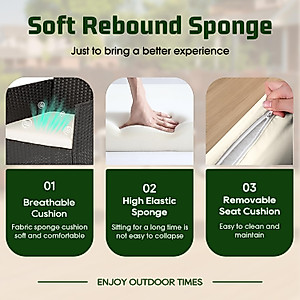 FDW Patio Furniture Set 4 Pieces Outdoor Rattan Chair Wicker Sofa Garden Conversation Bistro Sets for Yard,Pool or Backyard