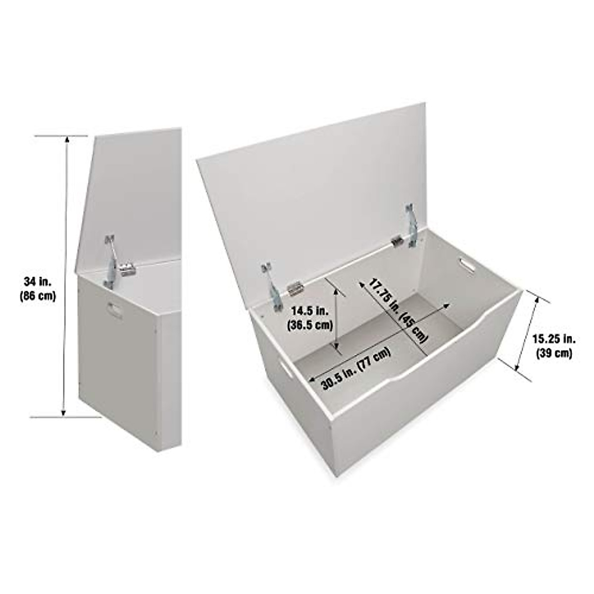 Badger Basket Flat Top Toy Box and Storage Bench for Kids, Playroom Storage, White
