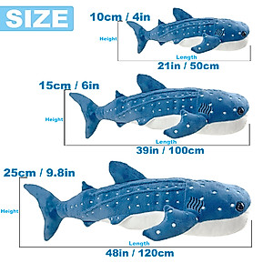 Mukouxun 39inch Whale Shark Stuffed Animal Giant Whale Shark Plush Pillow Toy Realistic Big Whale Shark Stuffed Animals Plush Huge Stuffed Whales Large