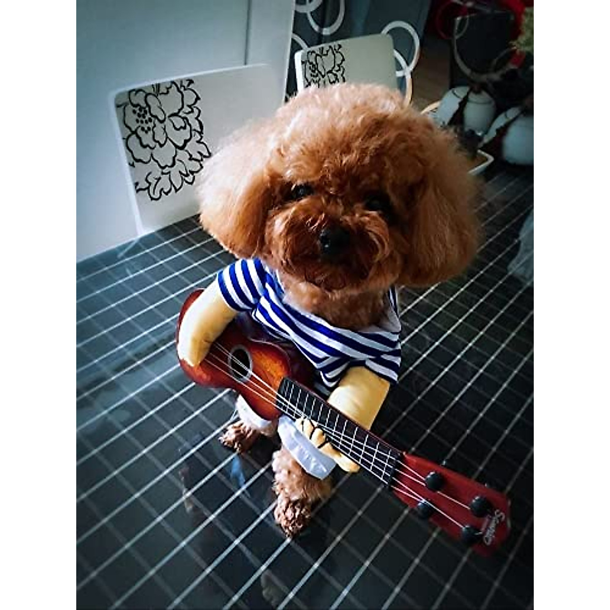 S-Lifeeling Dog Costumes Pet Guitar Costume Guitarist Player Party Funny Ourfits for Halloween Christmas Cosplay Cat Clothes (XL)