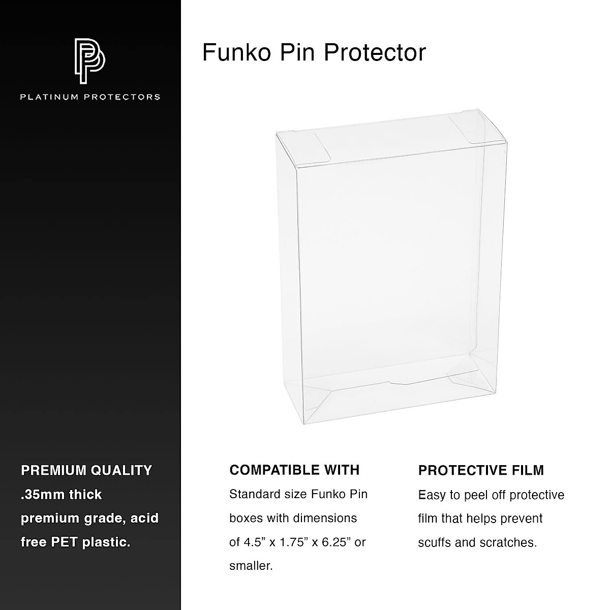 Platinum Protectors Plastic Display Case Compatible with Funko Pop Enamel Pin (5 Pack)