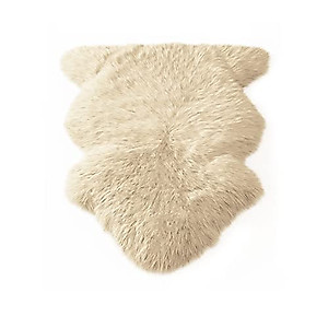 Real Sheepskin Area Rug - Single Pelt Sheep Skin Fur 2x3 Rug (Ivory White)