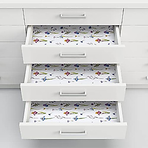 24 Sheets Scented Drawer Liners Drawer Liners for Dresser Non Adhesive Paper Sheets Fragrant Drawer Paper Liner for Shelf Closet Dresser Drawers Home Bedroom (Bright Flowers)