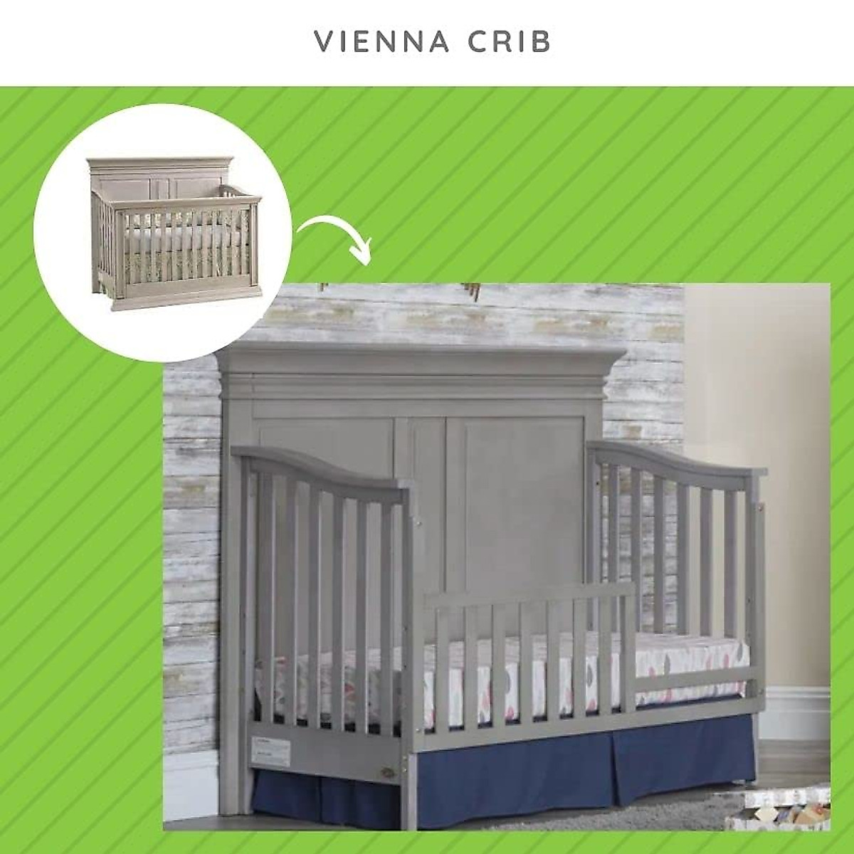 CC KITS Toddler Bed Safety Guard Rail for Munire & Echelon Convertible Cribs (Ash Grey)