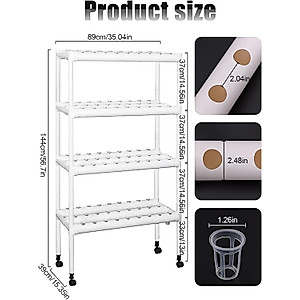4 Layer Hydroponic Grow Kit with Wheels 108 Sites 12 Pipes Hydroponic Planting Equipment with Water Pump Hydroponic Growing System with Grow Baskets and Sponges