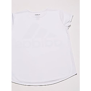 adidas Girls' Big Short Sleeve Scoop Neck Tee T-Shirt, White BOS Foil Rainbow, Large