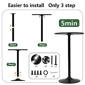 FDW Pub Table 40 Inch Height Cocktail Table Round Bistro Bar Table for Home and Kitchen Dining