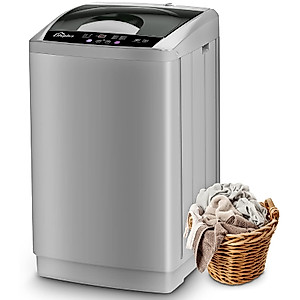 LifePlus Full Automatic Washing Machine, 1.8 cuft Compact Laundry Washer 12lbs Capacity w/Drain Pump, Faucet Adaptor, 8 Programs & 6 Water Levels for Apartment Home Dorm