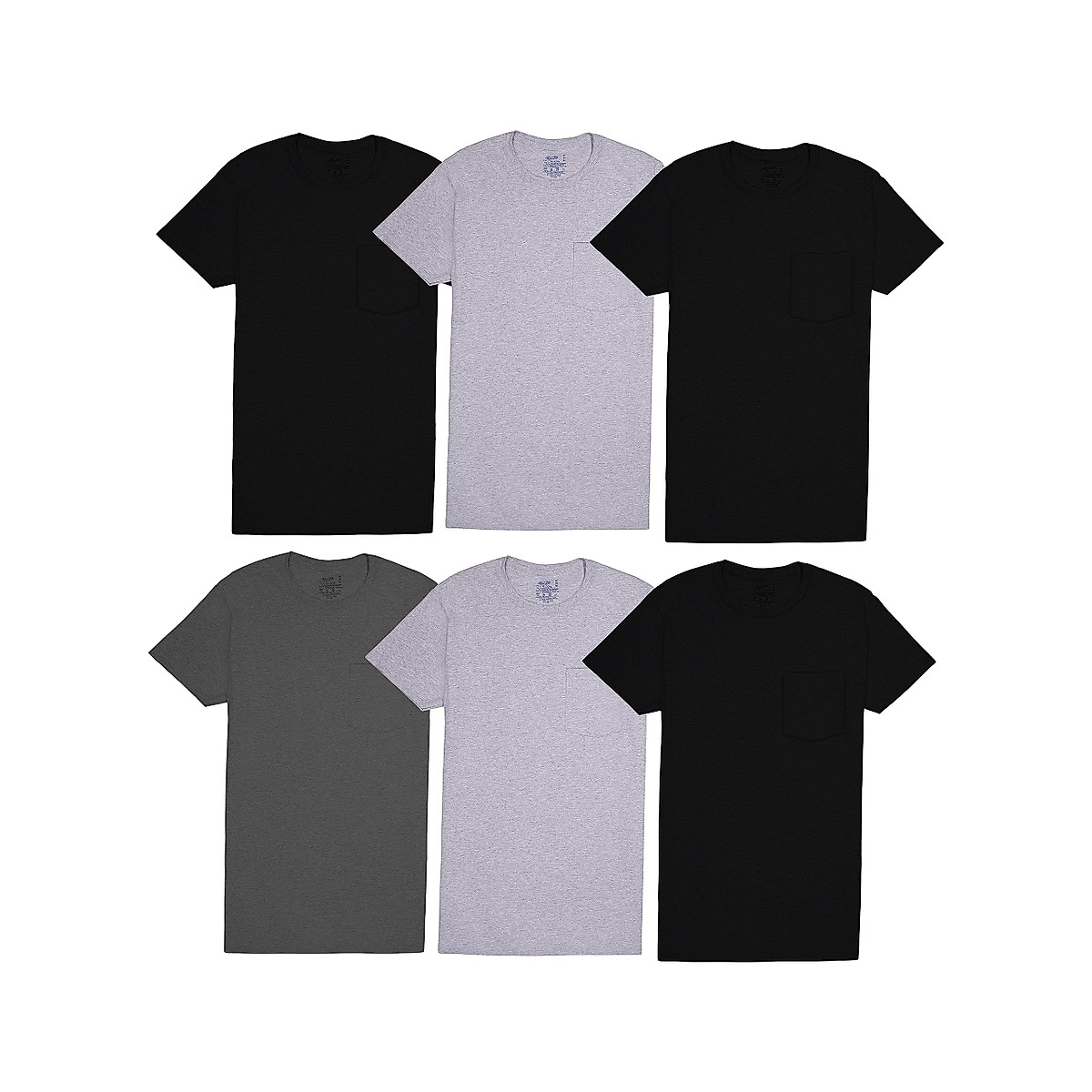 Fruit of the Loom mens Pocket T-shirt Multipack Underwear, 6 Pack - Assorted Colors, XX-Large US