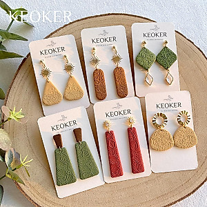 KEOKER Polymer Clay Texture Sheets Set, Works with Boho Polymer Clay Cutter,The Same Effect as Polymer Clay Texture Roller, Boho Texture Sheets for Polymer Clay, Clay Earring Molds for Earrings (2)