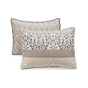 Lush Decor Boho Stripe Reversible Cotton Quilt 3-Piece Set, Full/ Queen, Neutral - Bold Colorful Bohemian Bedding Set