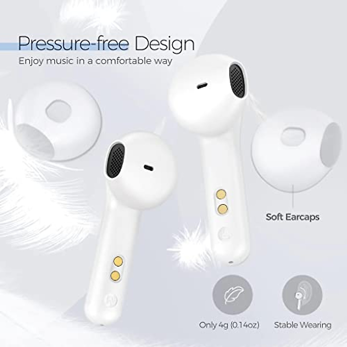 Wireless Earbuds, Bluetooth Earbuds in Ear with Wireless Charging Case/USB-C, ENC Noise Cancelling, Wireless Earphones Hi-Fi Stereo Sound Headphones, Touch Control/25H/IPX7 for Sports/Work/3 Mode