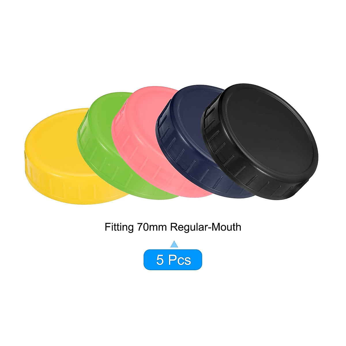 uxcell Mason Jar Lids, 5pcs - Plastic Colored Storage Lids with Seals, Regular Mouth Leak Proof Fits Canning Lids (5 Colors)