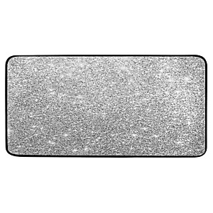 Gredecor Silver Glitter Kitchen Rug Anti Fatigue Kitchen Mats Non Skid Washable Floor Rugs Mat for Home Kitchen Office Laundry (39"x20")