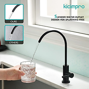 Kicimpro Stainless Steel Matte Black Finish RO Faucet Kitchen Water Filter Faucet for 0.59-1.37 Inches Sink Holes, 10.3 Inches Height Bar Sink Faucet