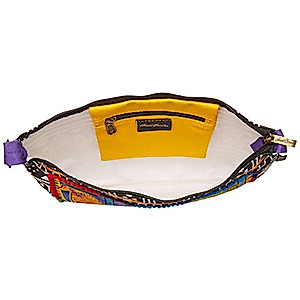Laurel Burch Medium Crossbody Zipper Top 15"X10"-Dog Tails Patchwork