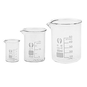 SGerste 10ml 25ml 50ml Glass Transparent Beaker Borosilicate Measuring Glass Beaker Glassware School Chemistry Laboratory Study Supplies