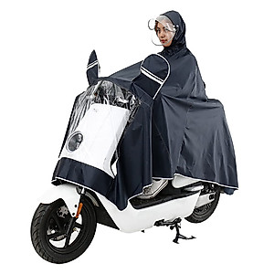 Unisex Adult Poncho Waterproof Rain Poncho Outdoors Bike Ebike Motorcycle Scooter Cycling Jacket Raincoat Cape Rain Cover (Navy)