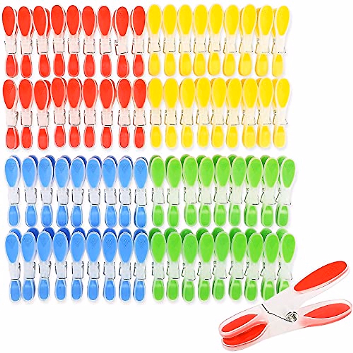Juvale Plastic Clothespins for Laundry, Clips in 4 Colors (3.3 in, 72 Pack)