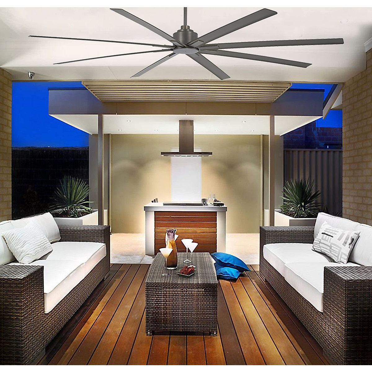MINKA-AIRE F896-84-SI Xtreme H2O 84 Inch Outdoor Ceiling Fan with DC Motor, Gray Smoked Iron Finish
