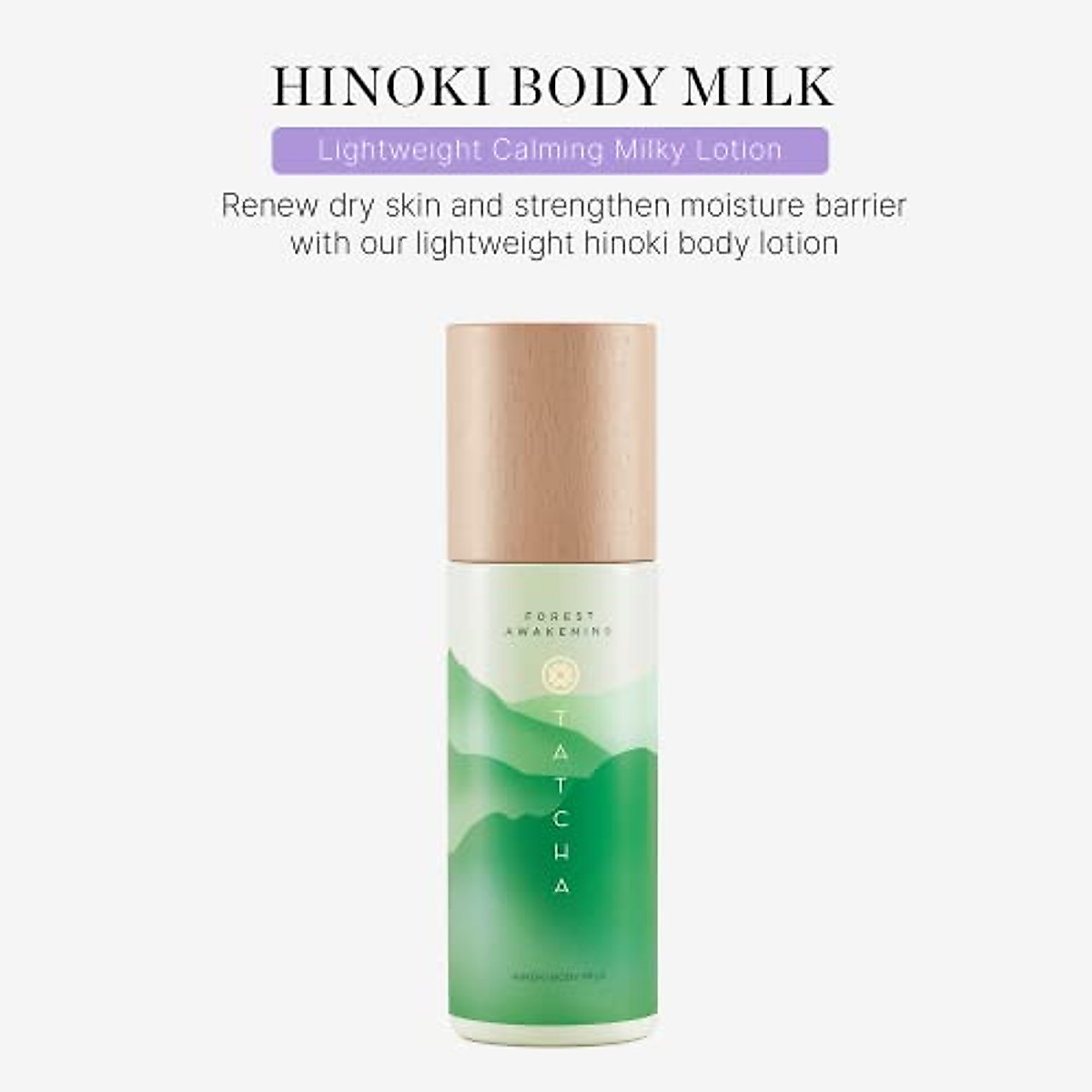 TATCHA Forest Awakening Hinoki Body Milk: Lightweight Milky Lotion to Renew Dry Skin, 132ml | 4.5 fl oz