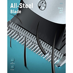 SUPRENT Hair Clippers for Men,All-Steel Self-Sharp Blade Cordless Hair Clippers Set, Long Service Life and Low Noise Hair Trimmer, with LED Display Hair Cutting Kit for Family(Silver）