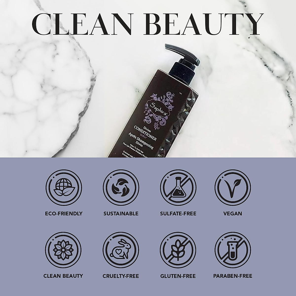 Saphira Divine Curly Conditioner, Sulfate-Free, Paraben-Free, Hydrates, Defines and Softens Curly, Wavy, Multi-Textured, Thick Hair