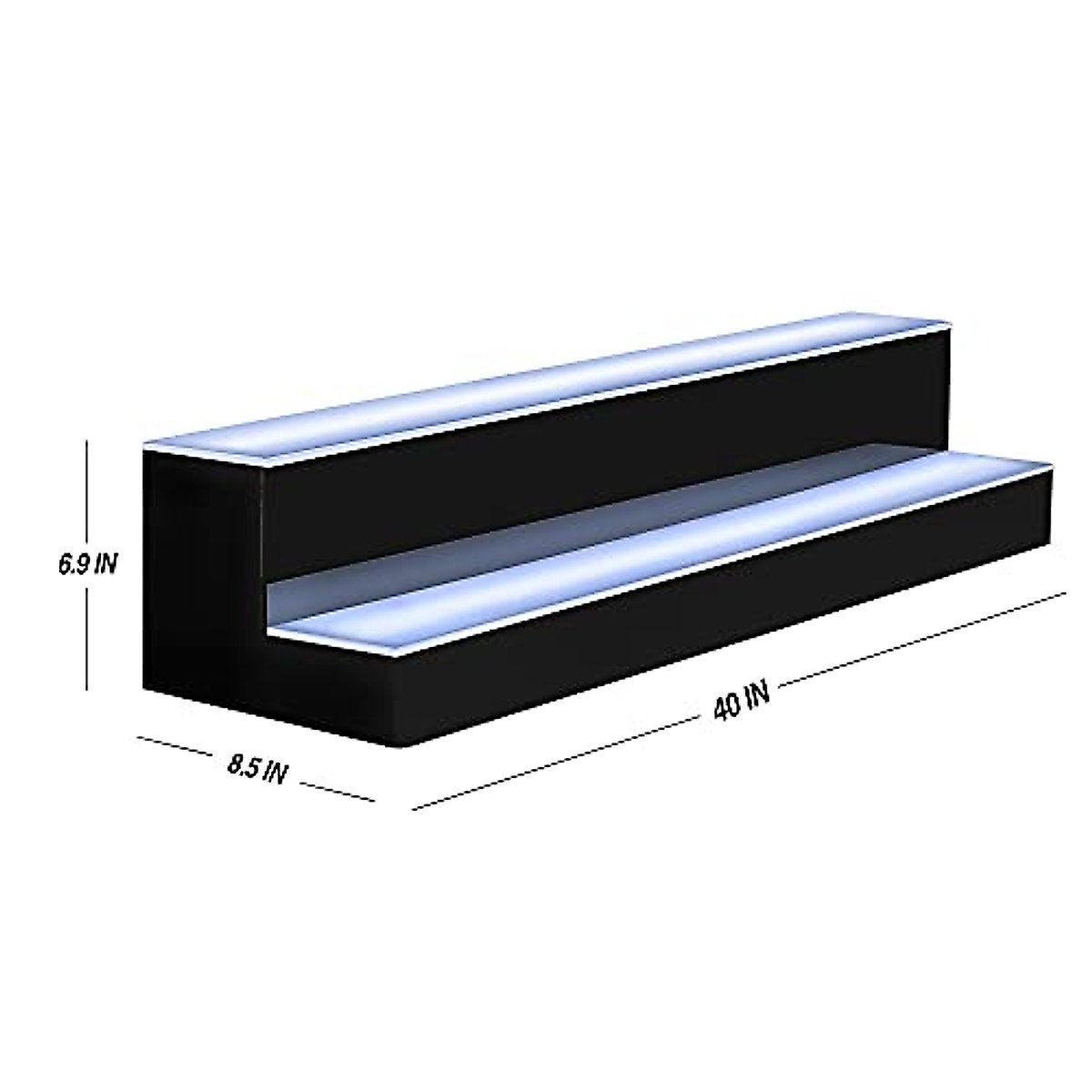 Ageszoe Acrylic LED Liquor Bottle Display Shelf 40 Inch 2 Step Acrylic Lighted Bar Shelf with RF Remote Controller for Home Commercial Bar Countertop Display Stand (2 Tier,40 inch)