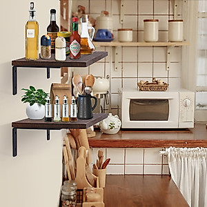 Fureylenx Floating Shelves, 12" Deep, Large Capacity Wood Wall Mounted Rustic Farmhouse Shelves for Home Decor(Living Room Kitchen Bathroom Bedroom),Storage and Display Shelf 2 Set (Dark Brown)