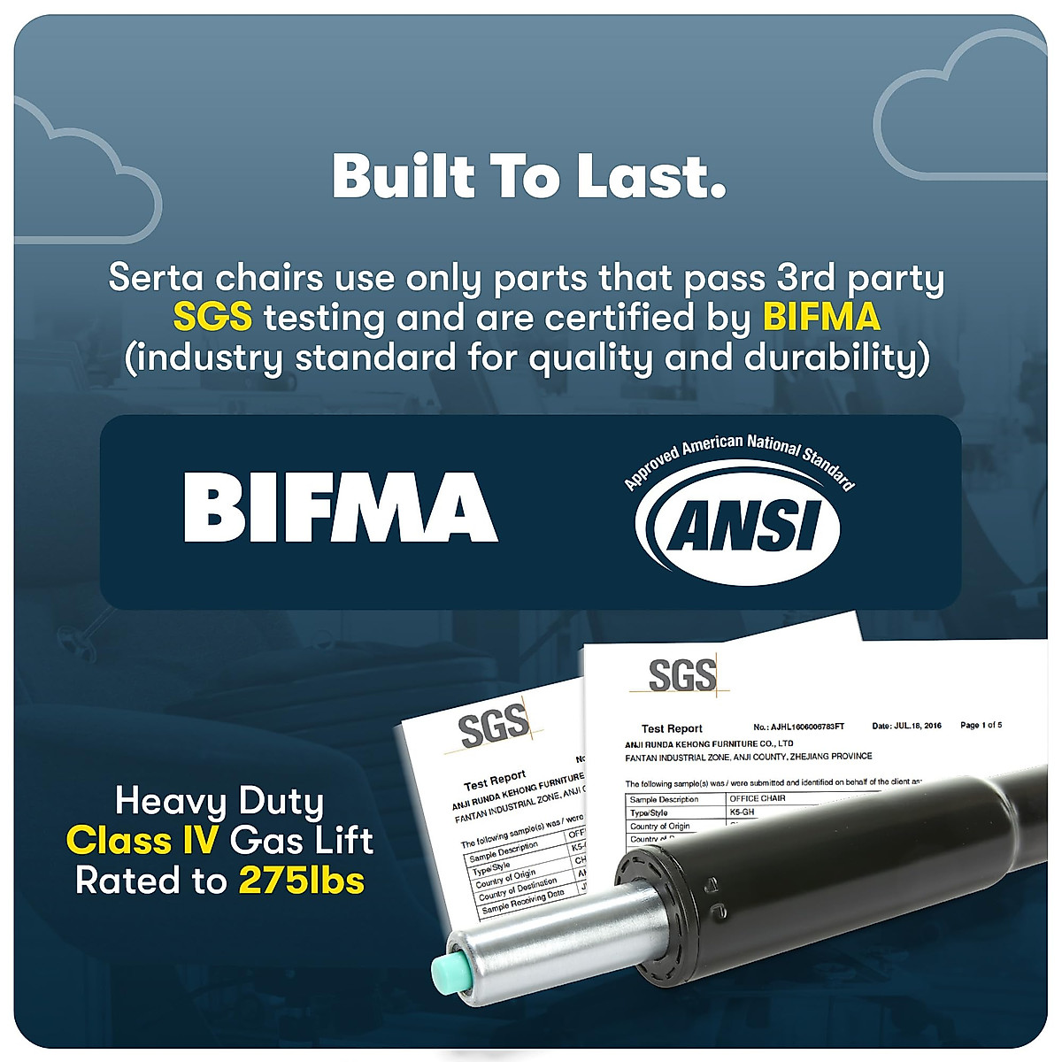 Serta Garret Executive Office, Adjustable Ergonomic Computer Chair with Layered Body Pillows, Waterfall Seat Edge, Bonded Leather, High-Back, Ivory White