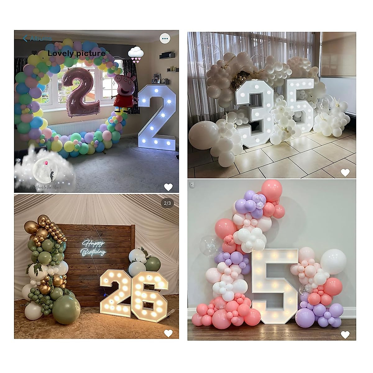LANGXUN 40inch Gold Large Led Light Up Numbers for 1st 21st Birthday Decor, With Hot Glue Gun and Bracket, Marquee light up Numbers Party Wedding Decor Graduation Baby Shower Photo Background Decoration (Number 2)