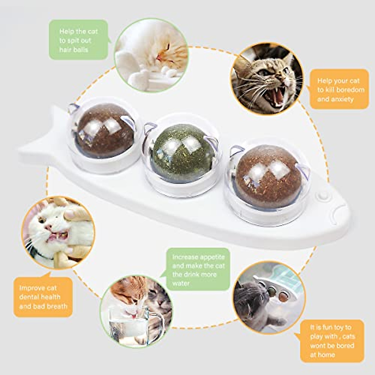 Snow Pet Magic Catnip Wall Balls Toys for Cats Wall Treats Kitten Treat Toys Indoor Catnip Ball Toys Teeth Cleaning Chew Silvervine Catnip Balls