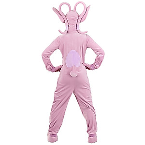Fun Costumes Disney Lilo and Stitch for Adults, Women's Angel Onesie Outfit with Character Hood, Gloves, and Shoe Covers Medium Pink