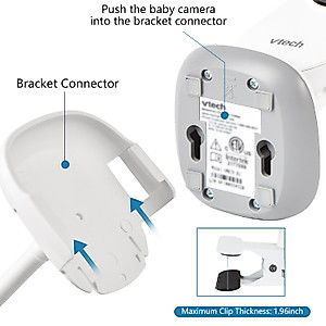 Baby Monitor Holder Compatible with VTech VM819, Flexible Baby Monitor Mount, Crib Clip Mount Without Tools or Wall Damage - White