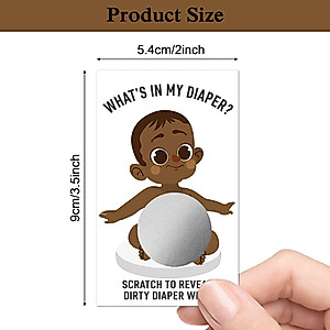 Hafhue 50 Pack What‘s in My Diaper Scratch Off Game Scratch Off Cards for Baby Shower, Baby Shower Activity and Idea, Silly Activity for Ice Breakers(African American)