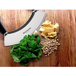 Westmark Germany Stainless Steel Double Blade Mezzaluna Mincing Knife, 7-inch (Black)