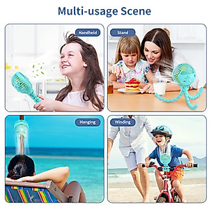 SMARTDEVIL Stroller Fan, 3 Speed Portable Clip on Stroller Fan for Baby, Battery Operated Personal Desk Fan with Flexible Tripod, Mini Handheld Fan for Car Seat, Treadmill, Camping (Blue)