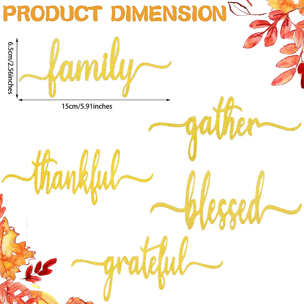 20 Pieces Thanksgiving Plate Place Cutouts Thankful Gather Grateful Blessed Family Place Setting Letter Place Card Cutouts Table Plate Paper Settings for Thanksgiving Wedding Valentine Engagement