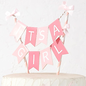 It Is a Girl Cake Topper - Gender Reveal Party Decoration, Pink It’ s a Girl Paper Straw Cake Topper, Baby Shower Cake Topper, Baby Girl Baby Shower Decor